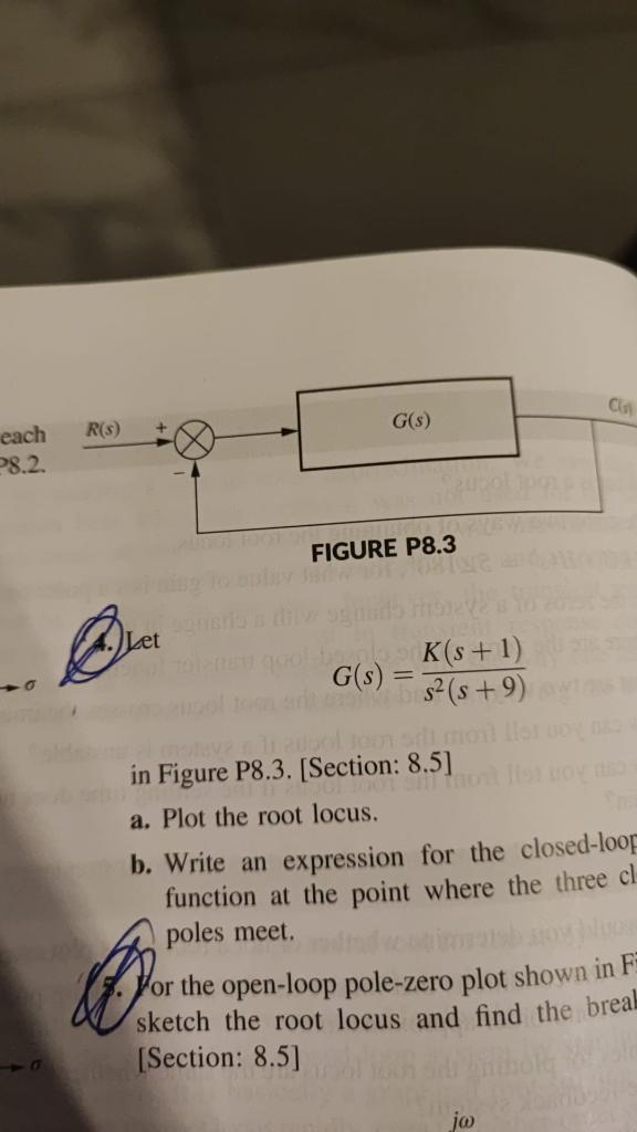Solved 426 Chapter 8 Root Locus Techniques 29 For the unity | Chegg.com