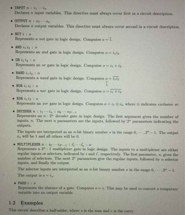 1 Specification Language In this language, circuits | Chegg.com
