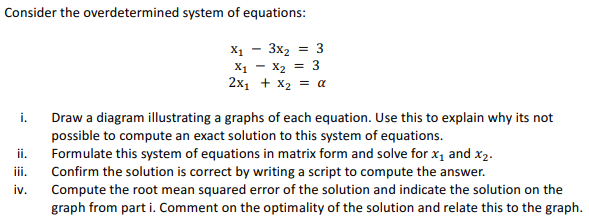 Consider the overdetermined system of equations: | Chegg.com