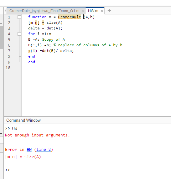 Solved I want to write a function for creamer rule. How can | Chegg.com