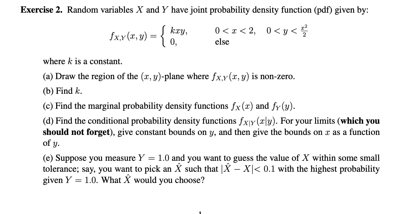 Solved Exercise 2. Random variables X and Y have joint | Chegg.com