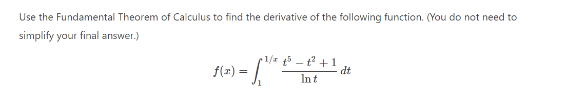Solved Use the Fundamental Theorem of Calculus to find the | Chegg.com