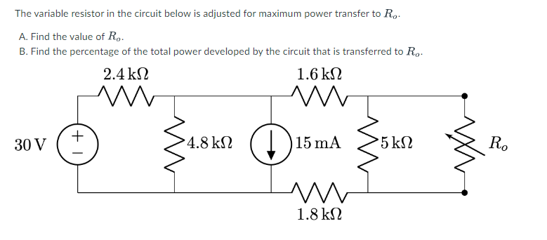 Solved The variable resistor in the circuit below is | Chegg.com