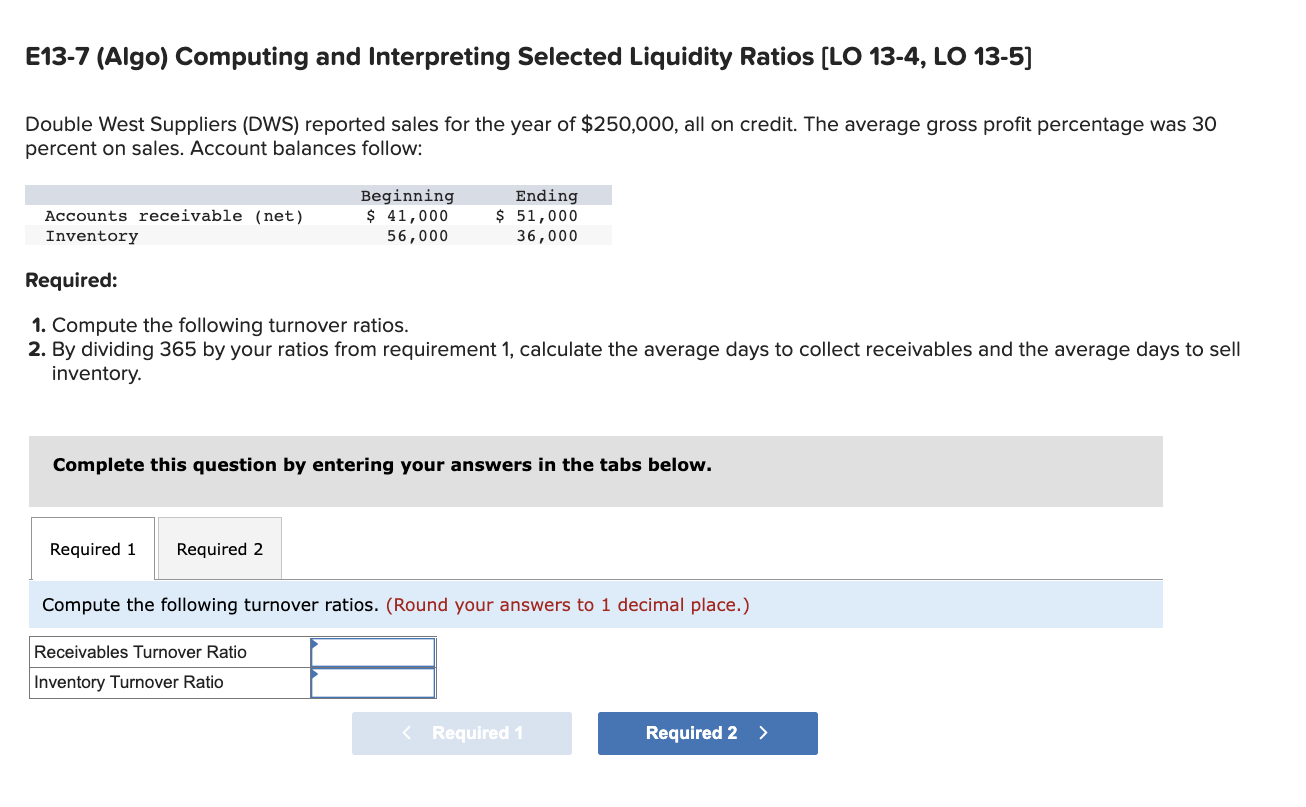 Solved E13-7 (Algo) Computing and Interpreting Selected | Chegg.com