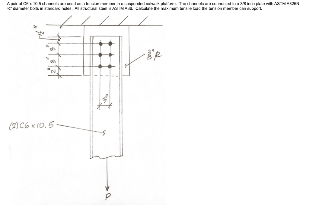 Solved A pair of C6 x 10.5 channels are used as a tension | Chegg.com