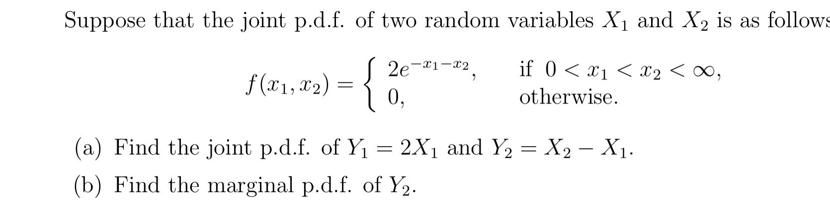 Solved Suppose that the joint p.d.f. of two random variables | Chegg.com