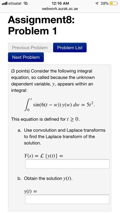 Solved letisalat 12:16 AM webwork.aurak.ac.ae 38%) | Chegg.com