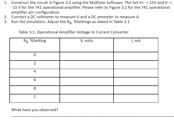 Solved Offset Null 1 741 Op. Amp. 8 Not Connected (NC) | Chegg.com