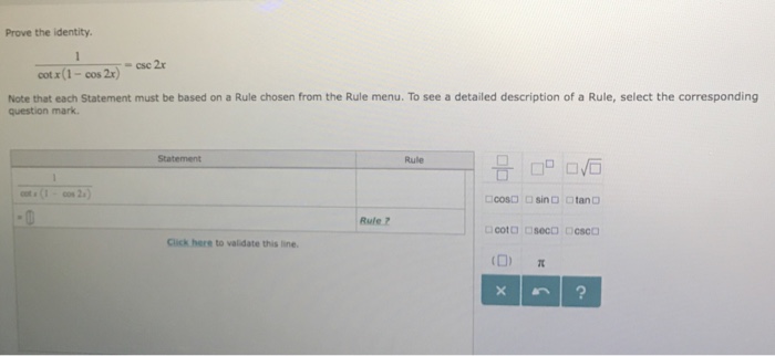 Solved Prove the identity csc 2x cotx(1- cos 2x) Note that | Chegg.com