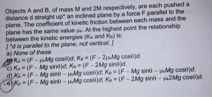 Solved Objects A and B, of mass M and 2M respectively, are | Chegg.com