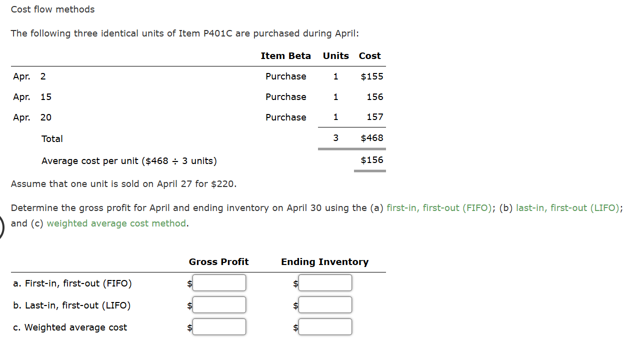 Solved Cost flow methodsThe following three identical units | Chegg.com