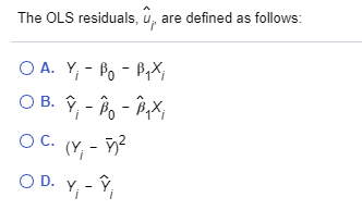 Solved OB. ŷ - Bo - B,X OD. Y;-} | Chegg.com
