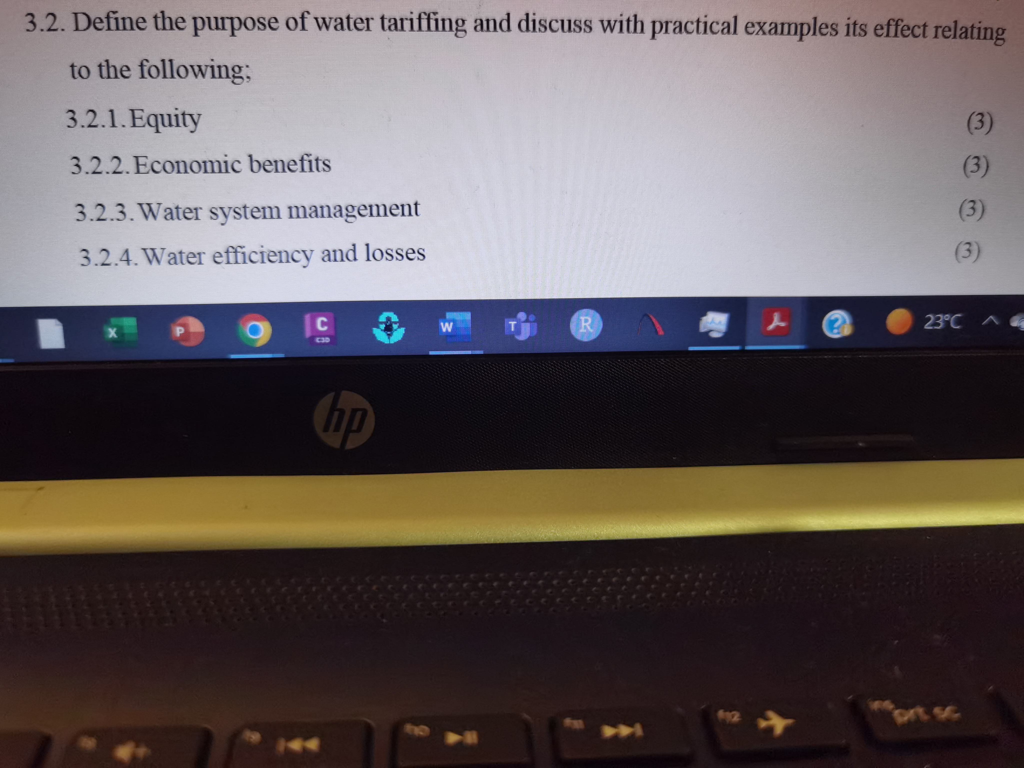 Solved 3.2. ﻿Define the purpose of water tariffing and | Chegg.com