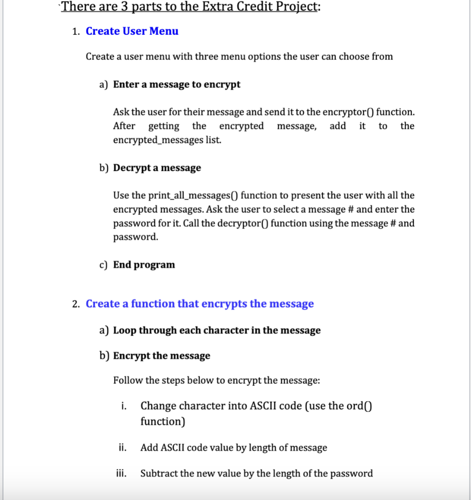 Solved 1. Create User Menu Create a user menu with three | Chegg.com