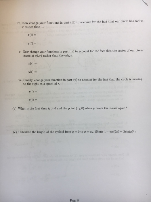 Solved 4. (10 points) Cycloid Suppose we have a circle with | Chegg.com