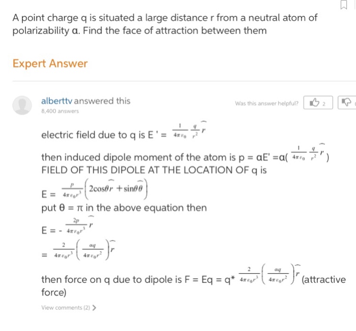Solved A point charge q is situated a large distance r from | Chegg.com