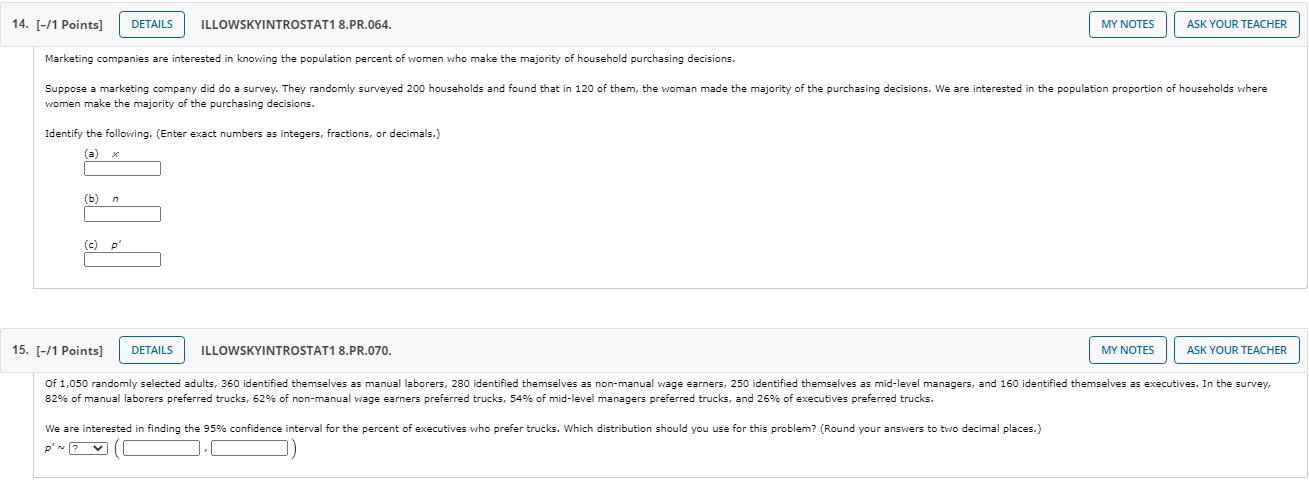 Solved 14. [-/1 Points] DETAILS ILLOWSKYINTROSTAT1 8.PR.064. | Chegg.com