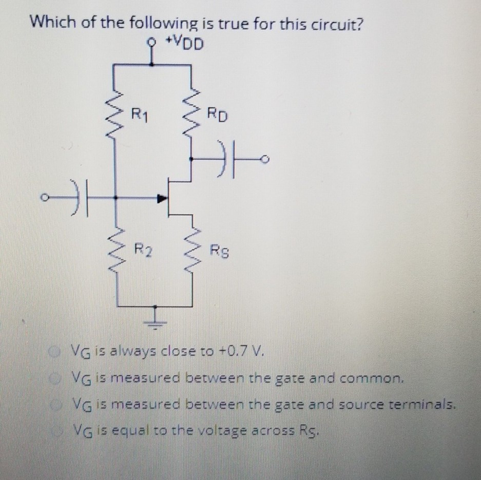 Solved Which of the following is true for this circuit? +VDD | Chegg.com