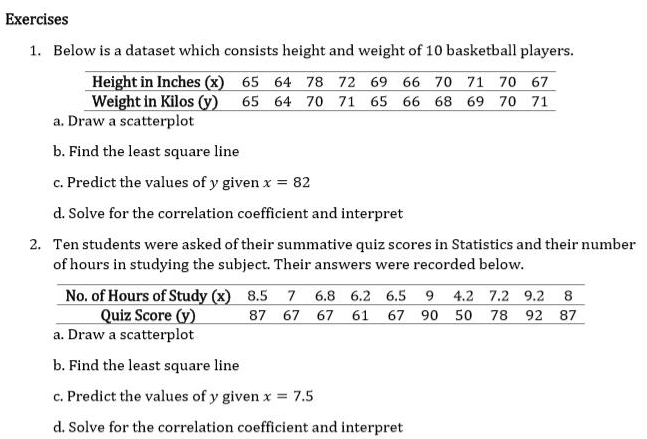 Solved Exercises 1. Below is a dataset which consists height | Chegg.com