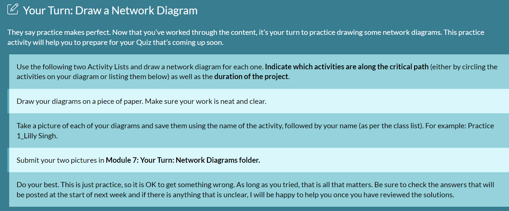 Solved Your Turn: Draw a Network Diagram They say practice | Chegg.com