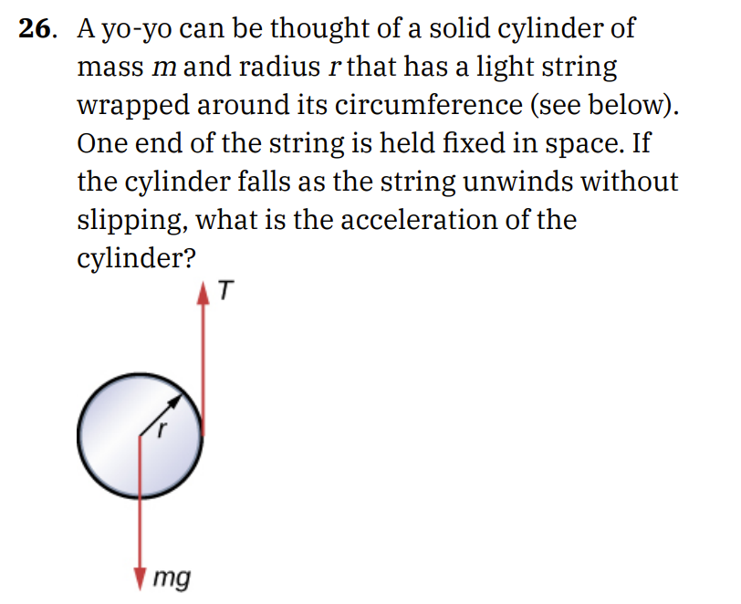 Solved 1)A yo-yo can be thought of a solid cylinder ofmass m | Chegg.com