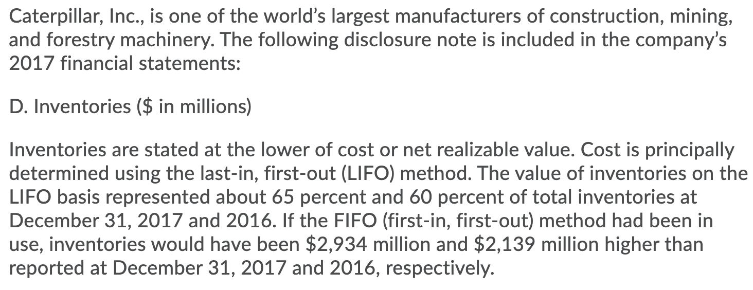 Solved 1) Did Caterpillar have a LIFO liquidation? How did | Chegg.com