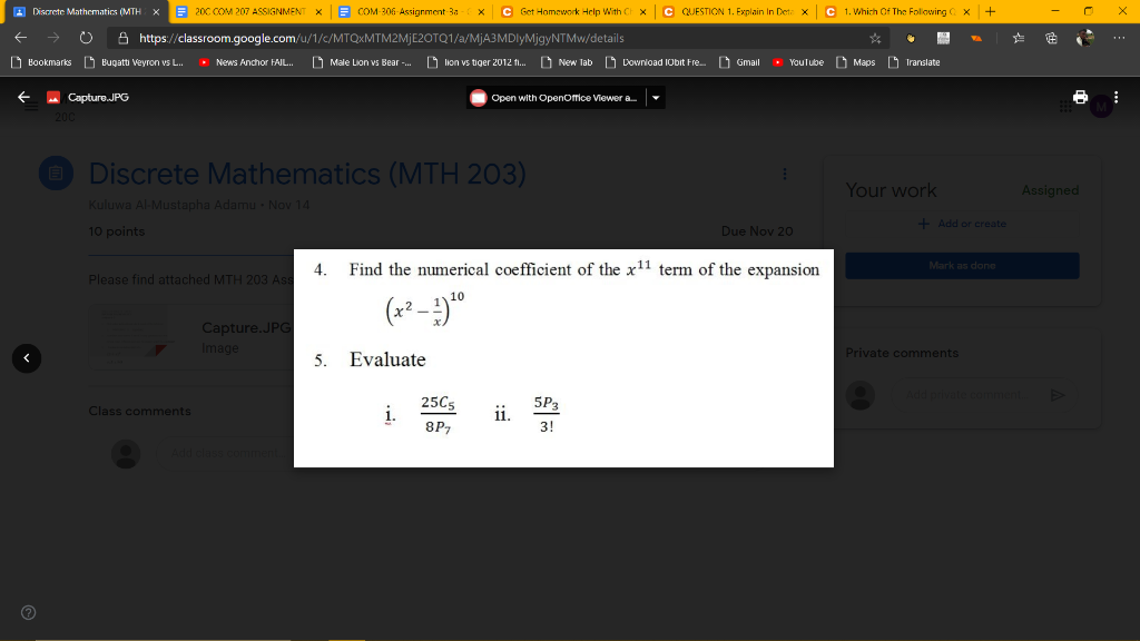 Solved Discrete Mathematics (MTH X B20C COM 207 ASSIGNMENT X | Chegg.com