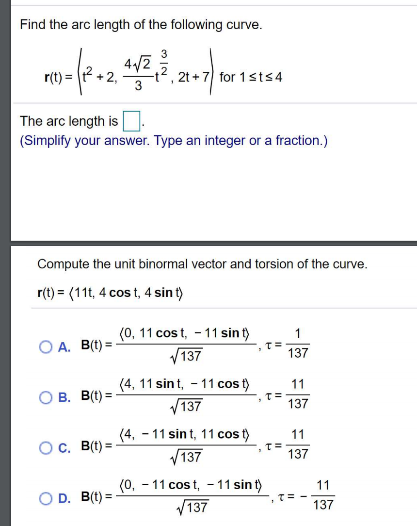 Solved Find the arc length of the following curve. r(t) = 12 | Chegg.com