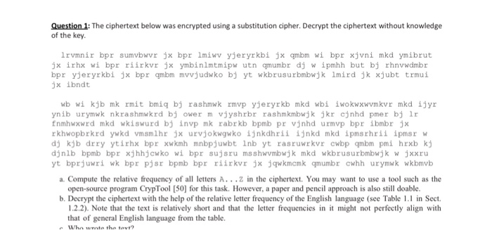 The ciphertext below was encrypted using a | Chegg.com