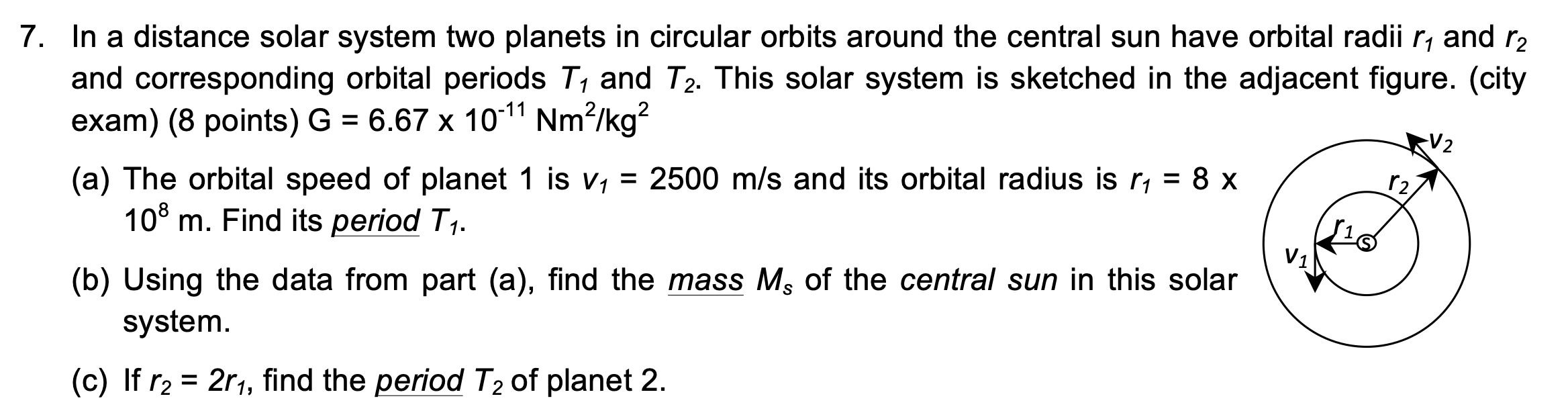 7. In a distance solar system two planets in circular | Chegg.com