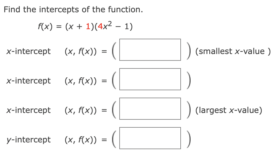Solved Find the intercepts of the function. | Chegg.com