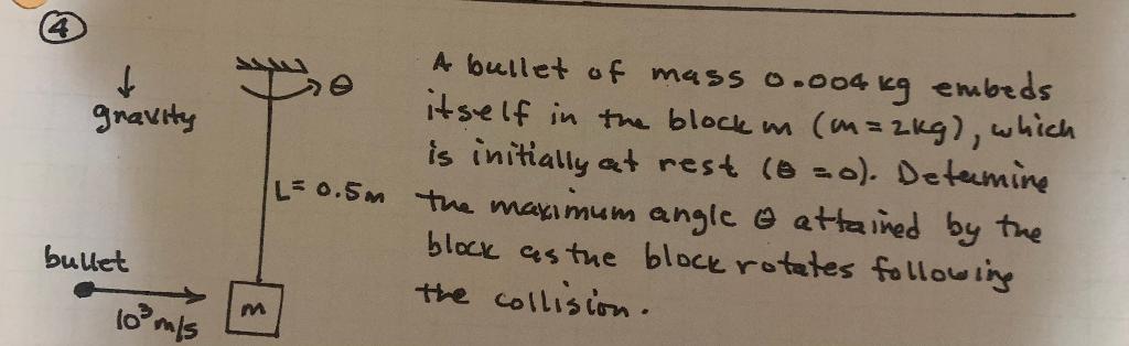 Solved gravity A bullet of mass 0.004 kg embeds itself in | Chegg.com