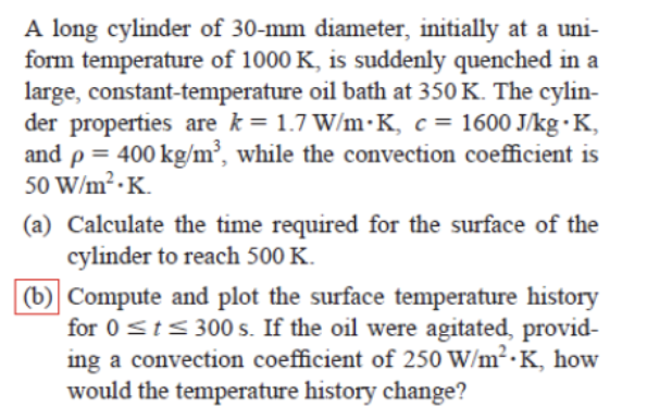 Solved A long cylinder of 30−mm diameter, initially at a | Chegg.com