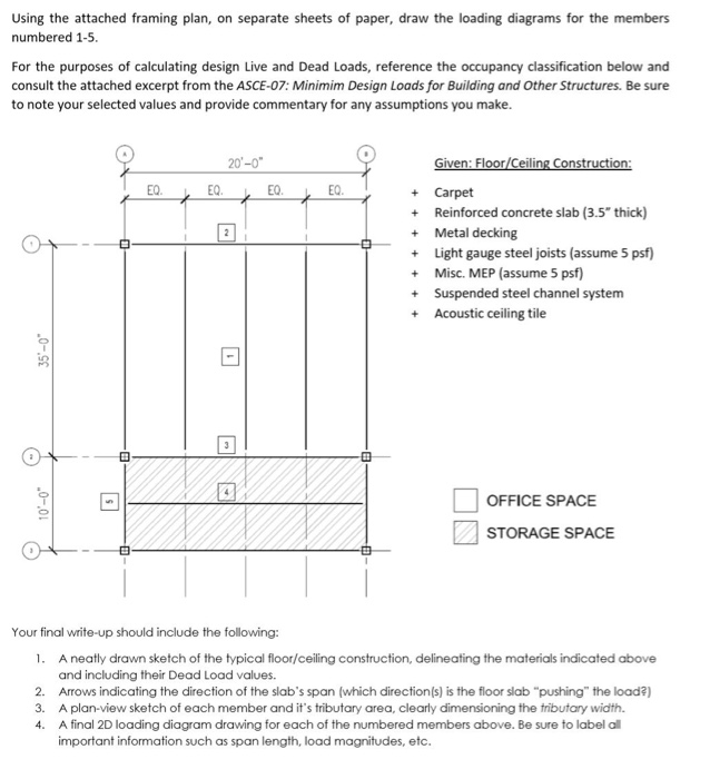 Solved Using the attached framing plan, draw the loading | Chegg.com