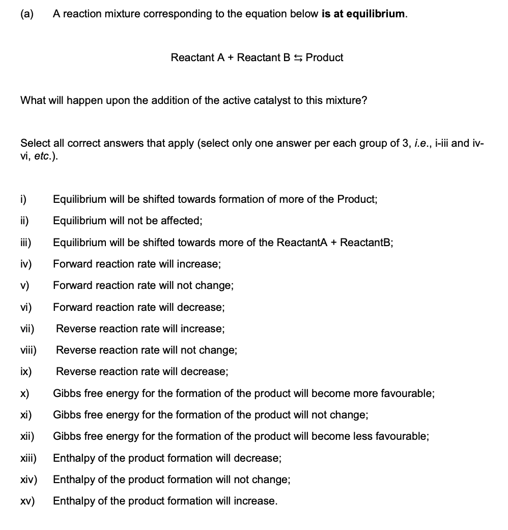 Solved (a) A reaction mixture corresponding to the equation | Chegg.com