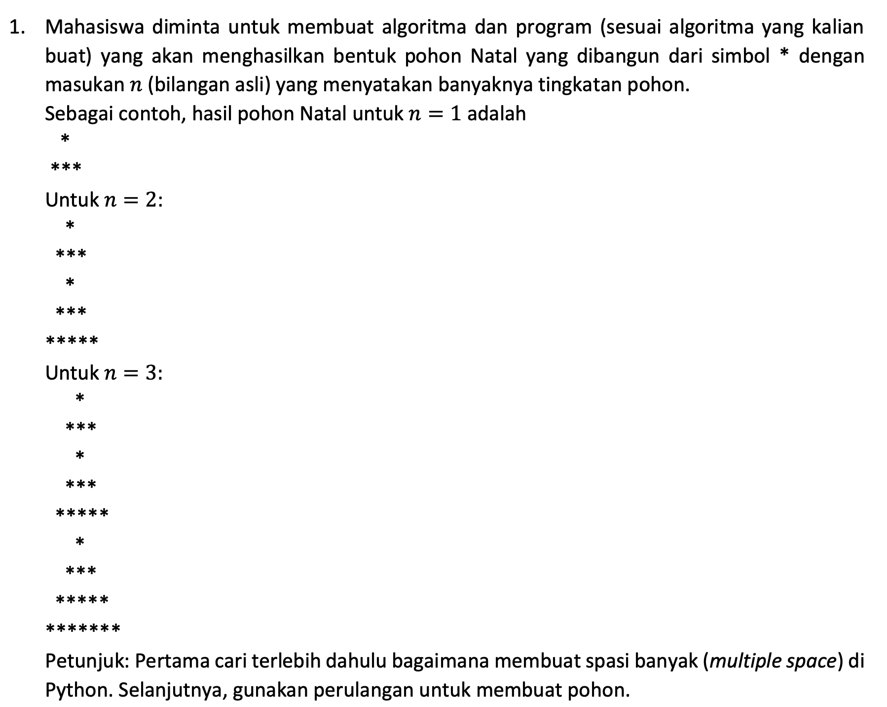 Mahasiswa diminta untuk membuat algoritma dan program | Chegg.com