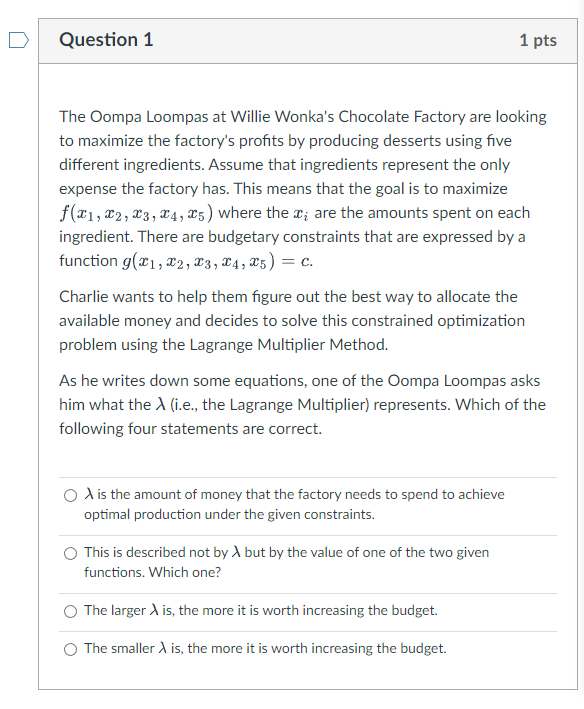 Solved The Oompa Loompas at Willie Wonka's Chocolate Factory | Chegg.com
