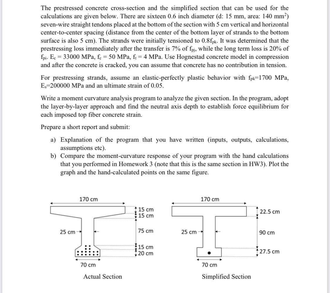 The prestressed concrete cross-section and the | Chegg.com