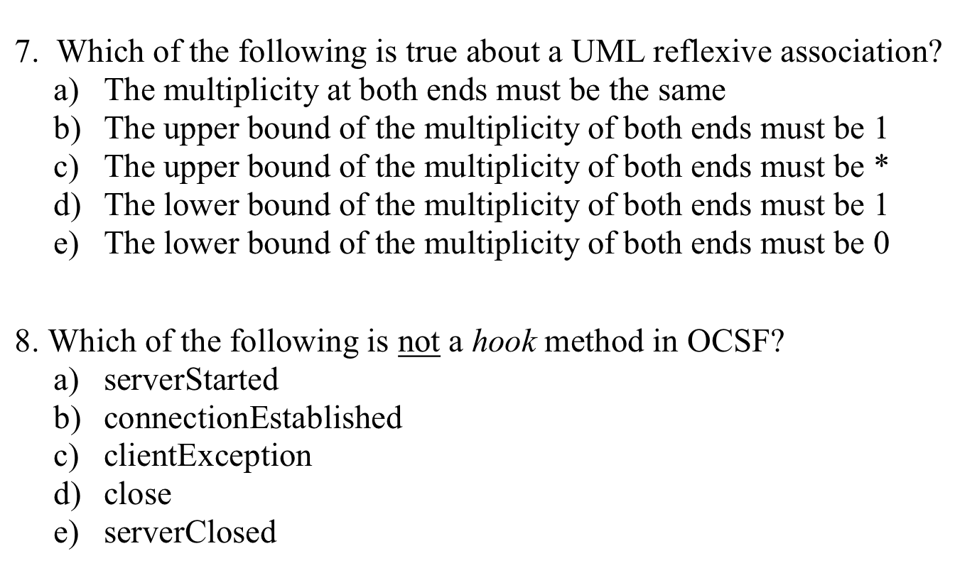Solved 7. Which of the following is true about a UML | Chegg.com
