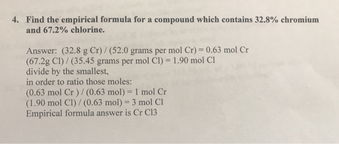 Solved Find the empirical formula for a compound which | Chegg.com