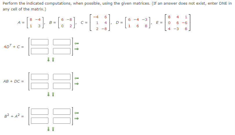 Solved Perform The Indicated Computations When Possible 