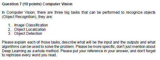 Solved Question 7 (10 points) Computer Vision In Computer | Chegg.com