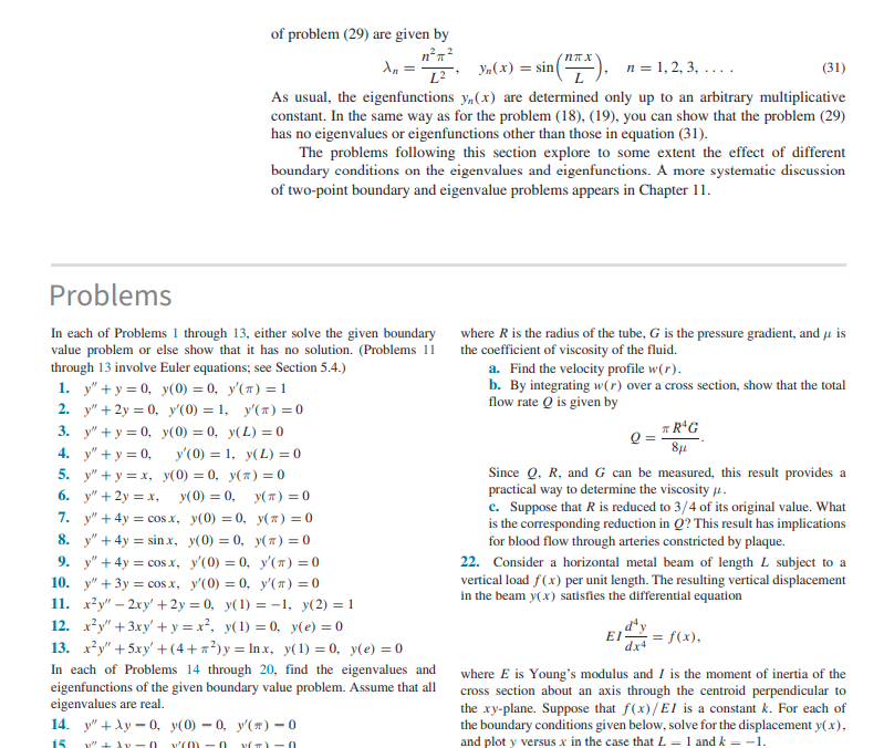 Solved of problem (29) are given by nr 2 An L2 (31) \n(x) = | Chegg.com