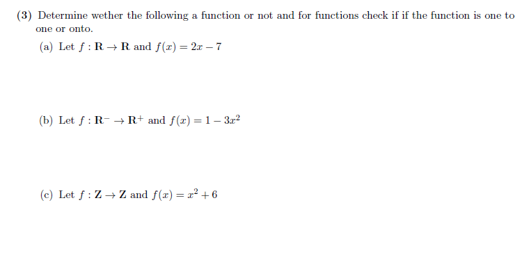 Solved (3) Determine wether the following a function or not | Chegg.com