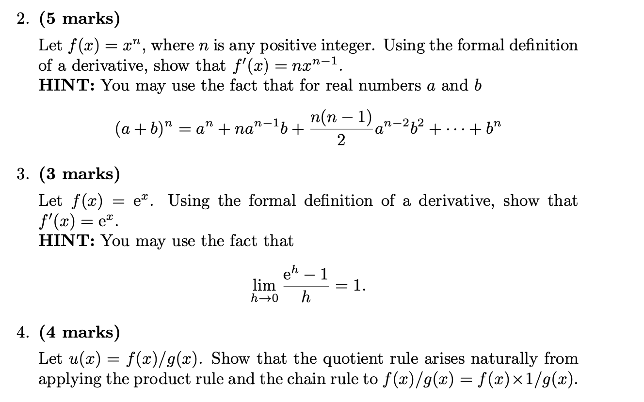 Solved (5 marks) Let f(x)=xn, where n is any positive | Chegg.com