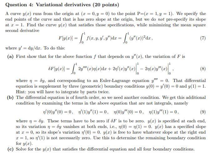 Question 4: Variational derivatives (20 points) A | Chegg.com