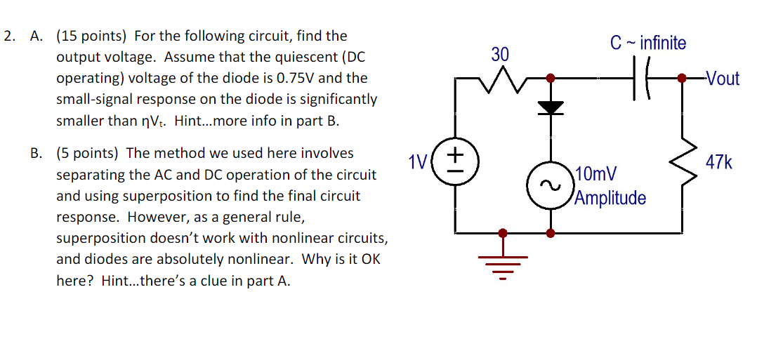 Solved A. (15 points) For the following circuit, find the | Chegg.com