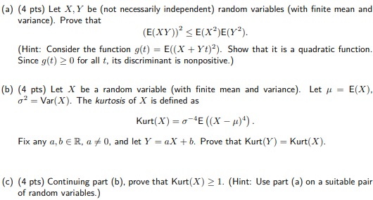 Solved (a) (4 pts) Let X,Y be (not necessarily independent) | Chegg.com
