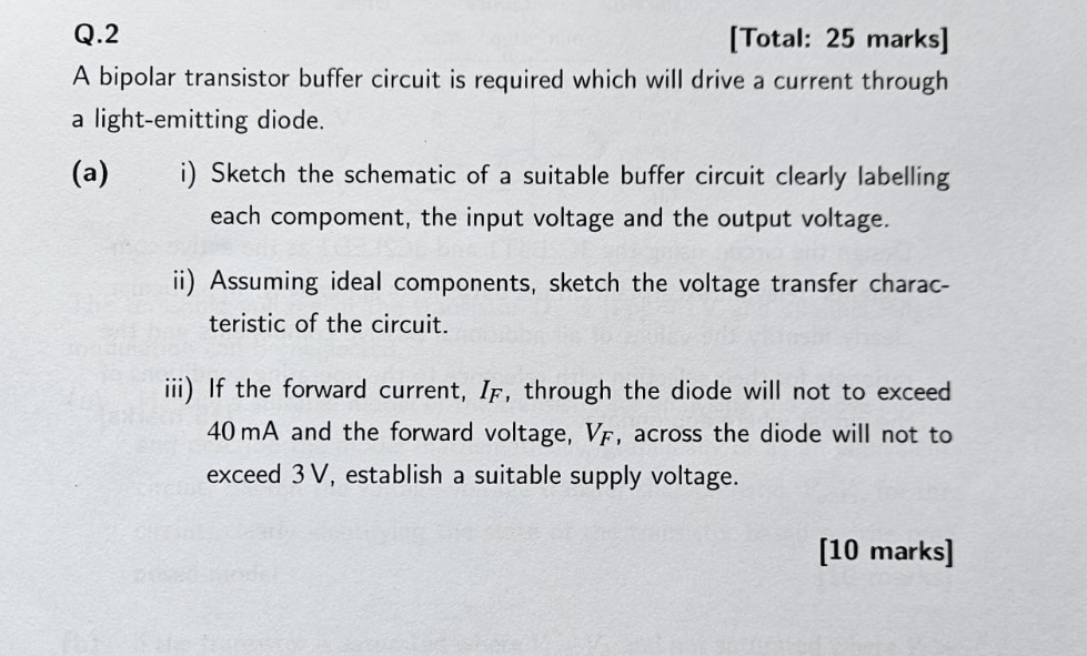 Q.2 [Total: 25 marks] A bipolar transistor buffer | Chegg.com