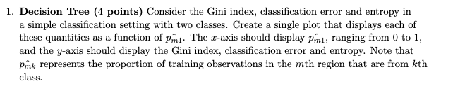 Solved 1. Decision Tree (4 points) Consider the Gini index, | Chegg.com